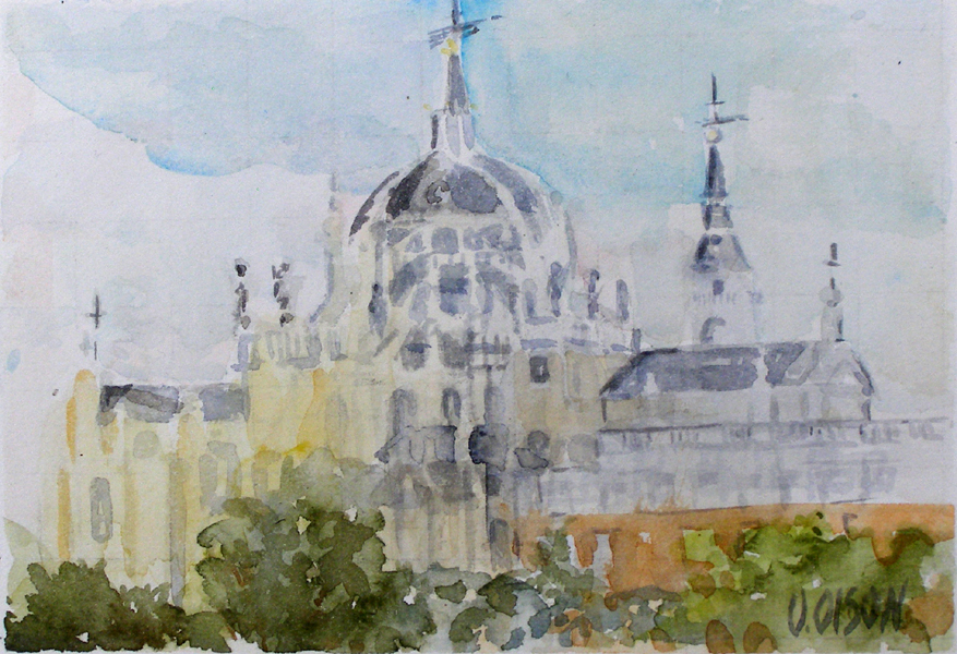 Open Air Watercolor – La Almudena Cathedral in Madrid, Spain – Victoria ...