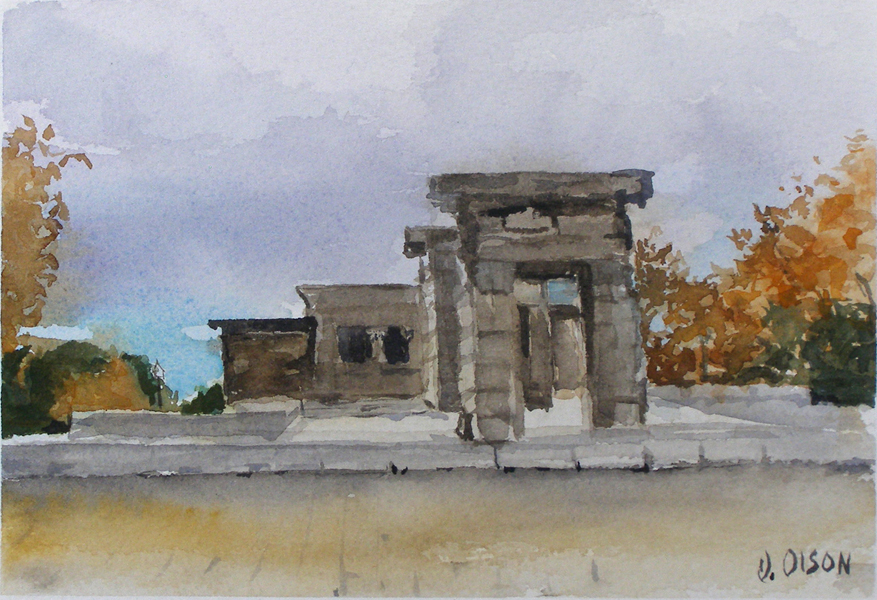 El Templo de Dobod Plein Air Watercolor – Victoria Olson Art ...