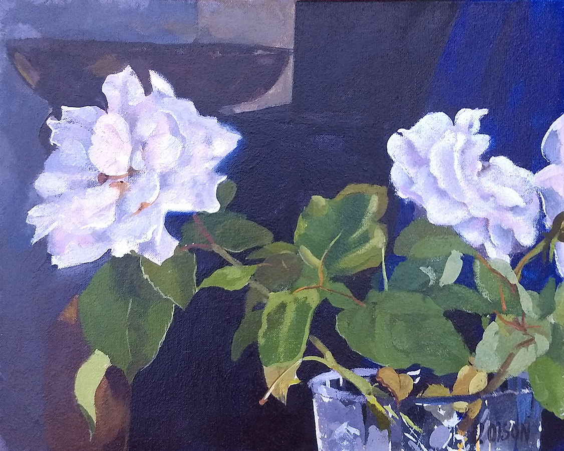 White Roses in Crystal Vase 2021 – Victoria Olson Art – Watercolor, Egg ...
