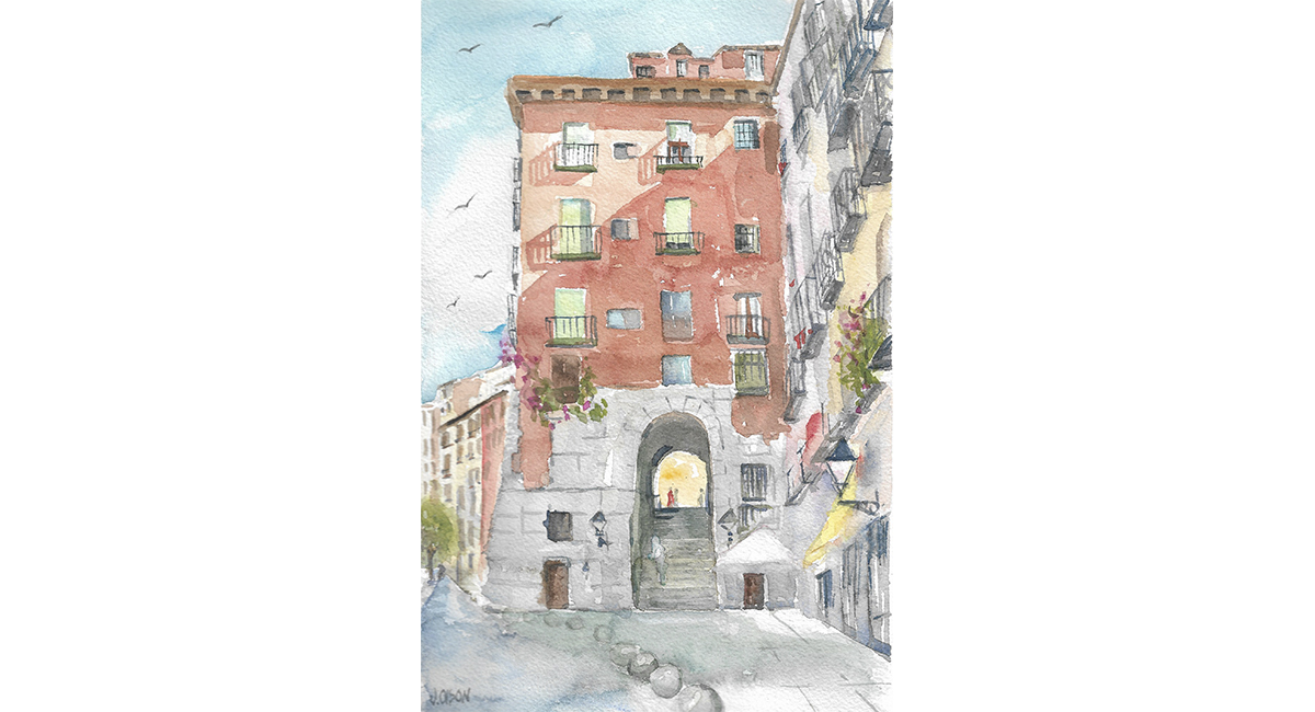 Arco de los Cuchilleros Madrid, Spain -watercolor- – Victoria Olson Art ...