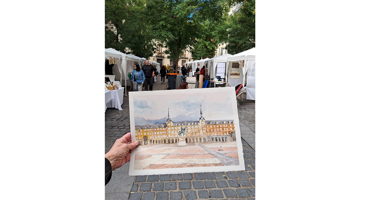 La Plaza Mayor Madrid, Spain (watercolor) – Victoria Olson Art ...